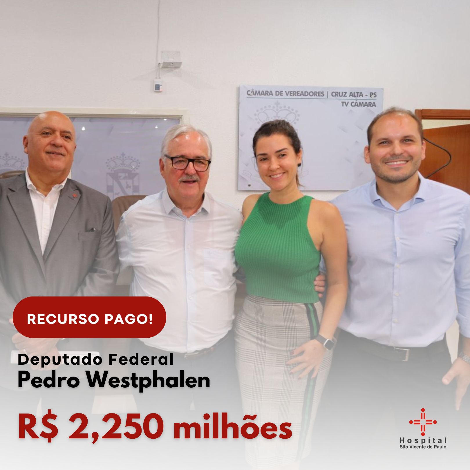 HSVPCA recebe recurso no valor de R$ 2,250 milhões indicado pelo ...