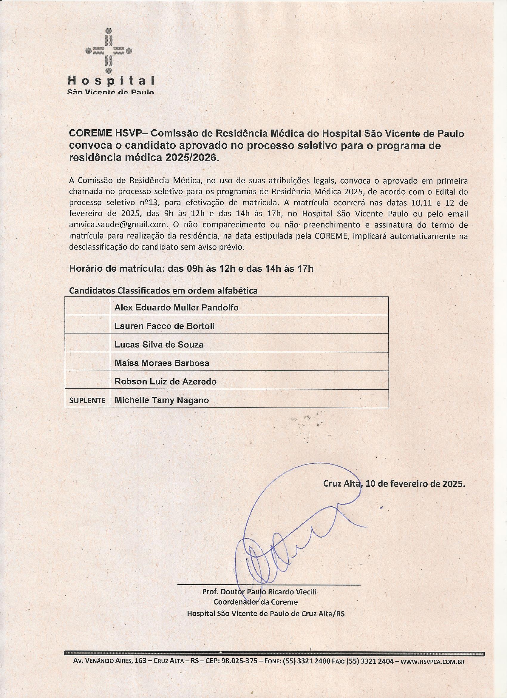 COREME HSVPCA - Comissão de Residência Médica do Hospital São Vicente ...